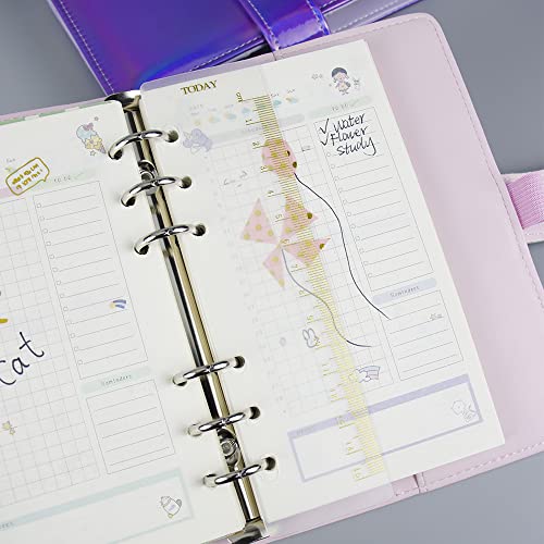 10pcs A6 Binder Dividers Ruler Gold Stamping 15cm Scale 6 Holes Gilding PP Bookmark Ruler for Loose Leaf 6 Rings Binder Notebook Accessories Planner Snap in Bookmark Divider Measuring Rulers Set