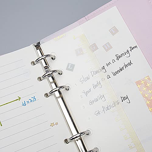 10pcs A6 Binder Dividers Ruler Gold Stamping 15cm Scale 6 Holes Gilding PP Bookmark Ruler for Loose Leaf 6 Rings Binder Notebook Accessories Planner Snap in Bookmark Divider Measuring Rulers Set