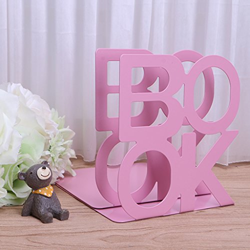 tegongse 2Pcs Book Ends, Alphabet Shaped Metal Bookends, Non-Skid Bookend Supports, Book Stopper for Books/Movies/CDs/Video Games