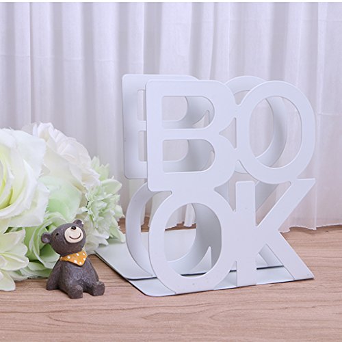 tegongse 2Pcs Book Ends, Alphabet Shaped Metal Bookends, Non-Skid Bookend Supports, Book Stopper for Books/Movies/CDs/Video Games