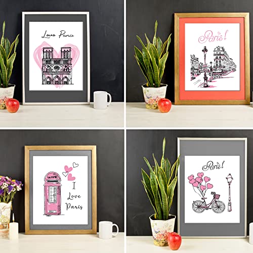 Spakon 9 Pieces Paris Bathroom Decor for Girls Paris Wall Art Paris Theme Room Decor Romantic Paris Room Decor Pink Eiffel Tower Wall Art Paris Bedroom Pictures for Girl
