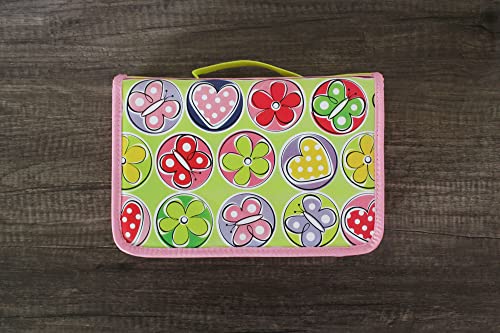 Butterflies and Blossoms Bible Cover for Girls, Zippered, with Handle, Multi Color, Medium