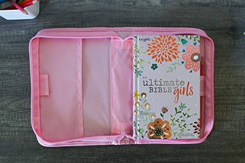 Butterflies and Blossoms Bible Cover for Girls, Zippered, with Handle, Multi Color, Medium