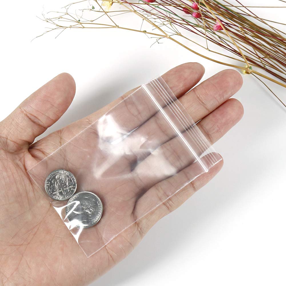 Small Clear Plastic Zip Lock Jewelry Bags 2 Mil 300pcs, 2 x 3 inch Resealable Ziplock Storage Baggies for Travel Earring Beads Daily Pills