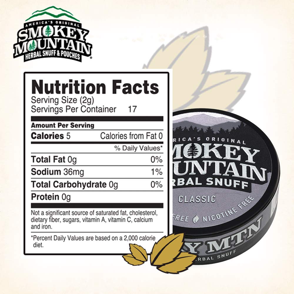 Smokey Mountain Herbal Long Cut β 5 Can Sampler Box - Straight, Classic, Wintergreen, Arctic Mint & Cherry - Tobacco Free and Nicotine Free Snuff