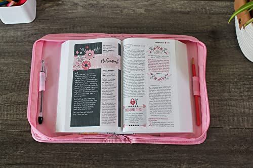 Butterflies and Blossoms Bible Cover for Girls, Zippered, with Handle, Multi Color, Medium