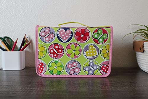 Butterflies and Blossoms Bible Cover for Girls, Zippered, with Handle, Multi Color, Medium