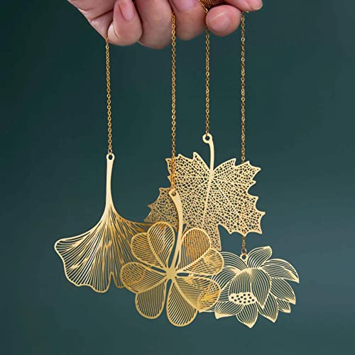 Metal Bookmarks with Chain, Golden Hollow Bookmark 2 Pcs