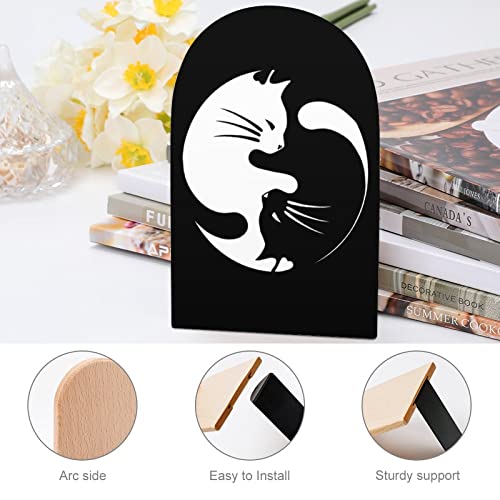 Yin Yang Lucky Cat Bookends Heavy Duty Book Stand 1 Pair for Home Office Shelves Decorative