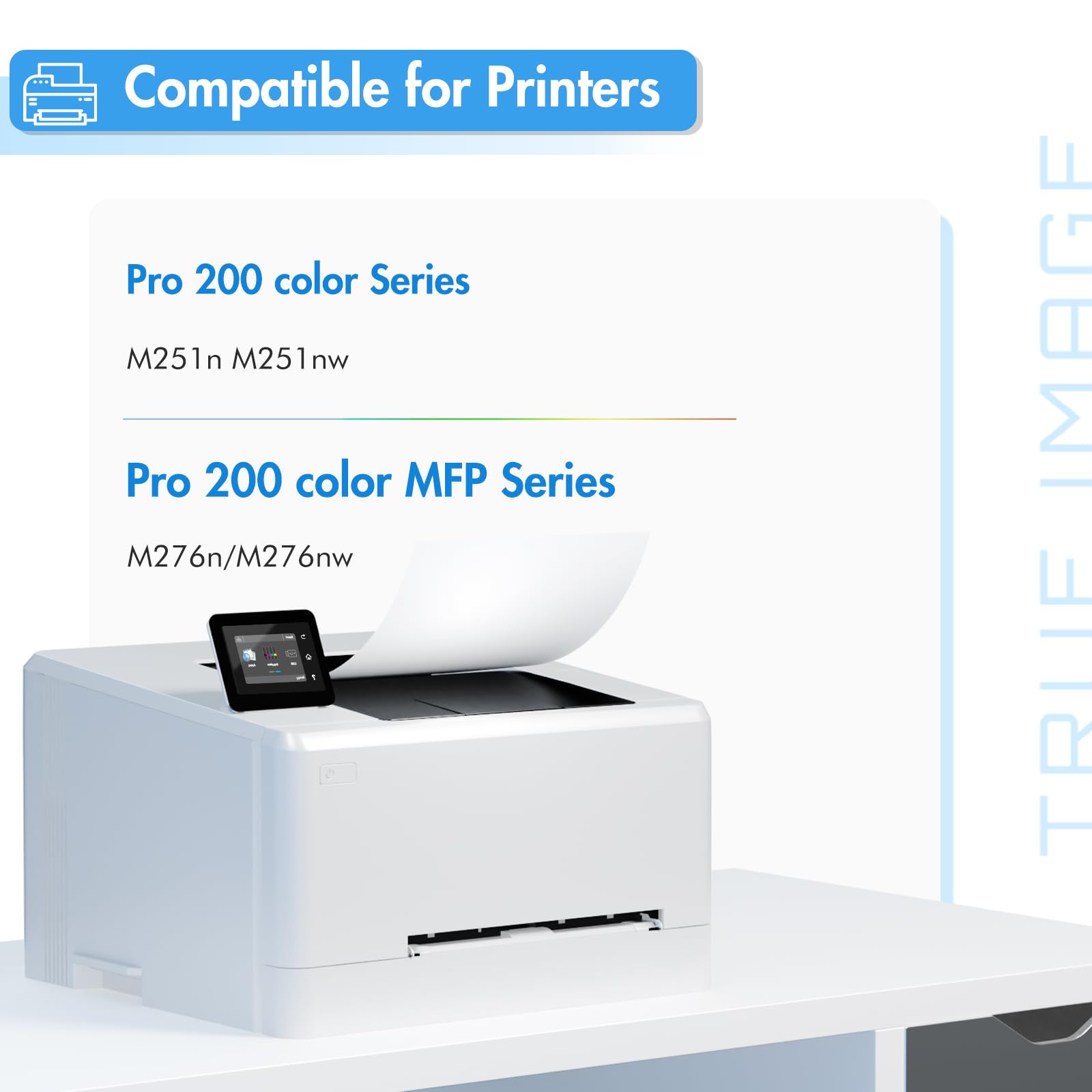 TRUE IMAGE Compatible Toner Cartridge Replacement for HP 131X CF210X 131A Pro 200 Color MFP M276nw M251nw M276n M251n CF210A CF211A CF212A CF213A Printer Ink (Black Cyan Yellow Magenta, 4-Pack)