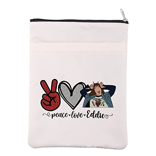 Eddie Lovers Book Sleeve ST Season Merchandise Book Cover Peace Love Eddie Book Sack Munson Book Pouch Gift for ST Fans (PLEddieBS)
