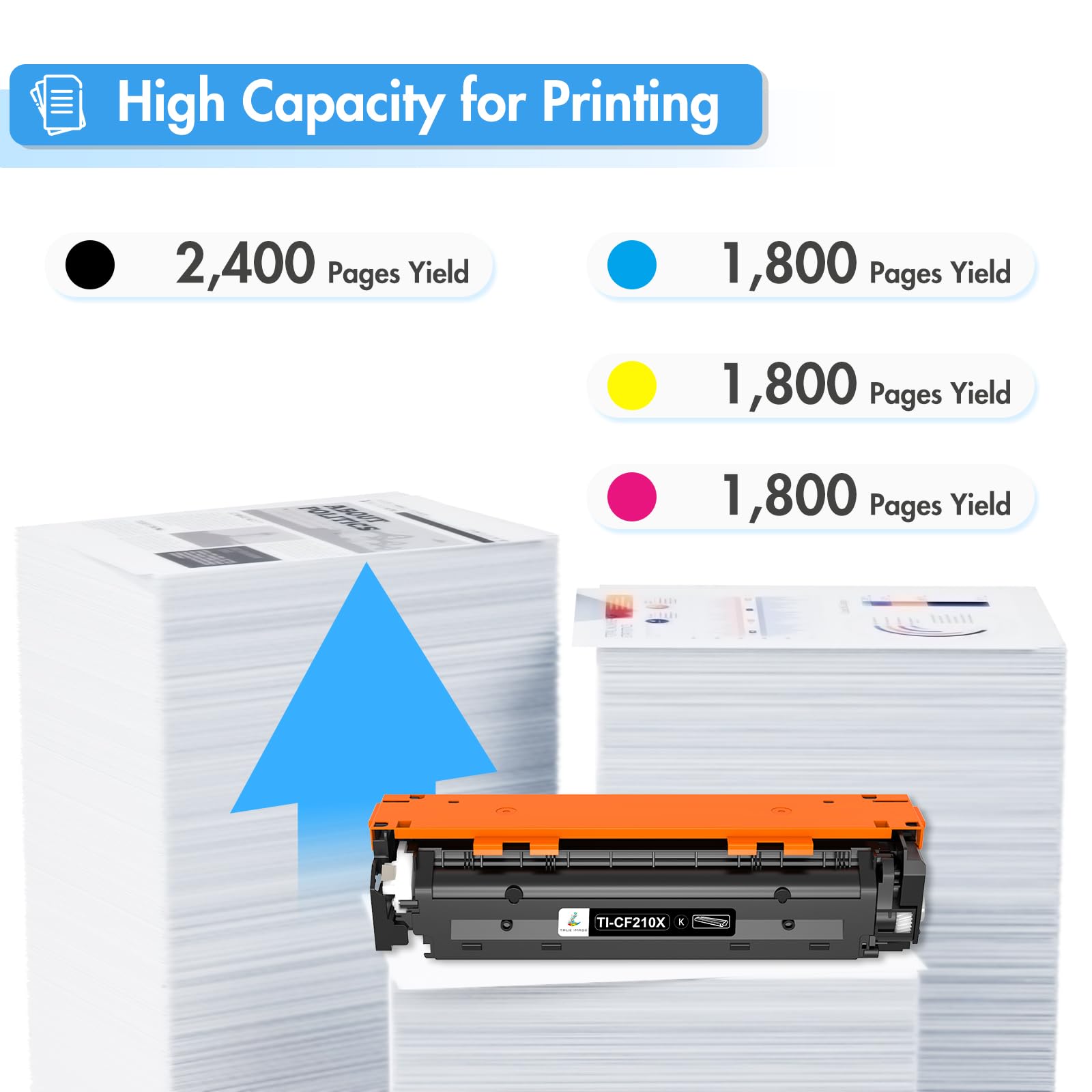 TRUE IMAGE Compatible Toner Cartridge Replacement for HP 131X CF210X 131A Pro 200 Color MFP M276nw M251nw M276n M251n CF210A CF211A CF212A CF213A Printer Ink (Black Cyan Yellow Magenta, 4-Pack)