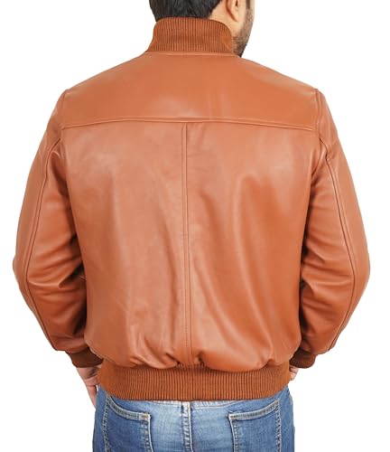 STOREJEES Leather Motorcycle Jacket Men | Brown Bomber Jacket