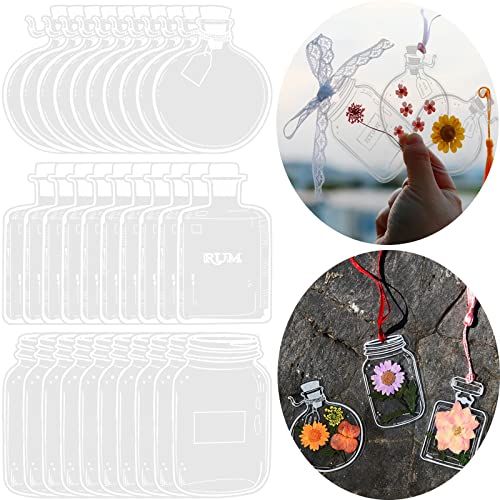 Onemoredream 30Pcs Transparent Dried Flower Bookmarks, DIY Dried Flower Bookmark, Flower Bookmark Maker for Girls Adults Kids Back-to-School Season, Graduation Present (Drifting Bottle)