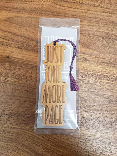 Wood Bookmark - Just One More Page - Laser Engraved - Made in The USA - Wooden Book Mark with Maroon Tassel