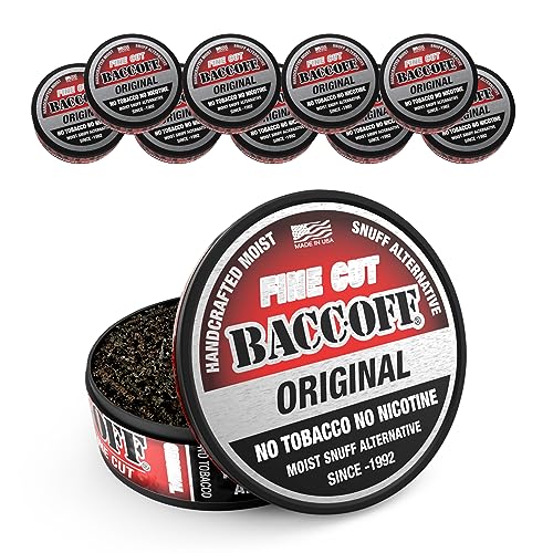 BaccOff, Original Fine Cut, Premium Tobacco Free, Nicotine Free Snuff Alternative (10 Cans)