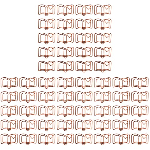 Paper Clips Bookmark 60pcs Metal Book Marks Book Shaped Paper Clip Journaling Paper Clips Paper Clamp Note Clips for Document Organizing Office Supplies