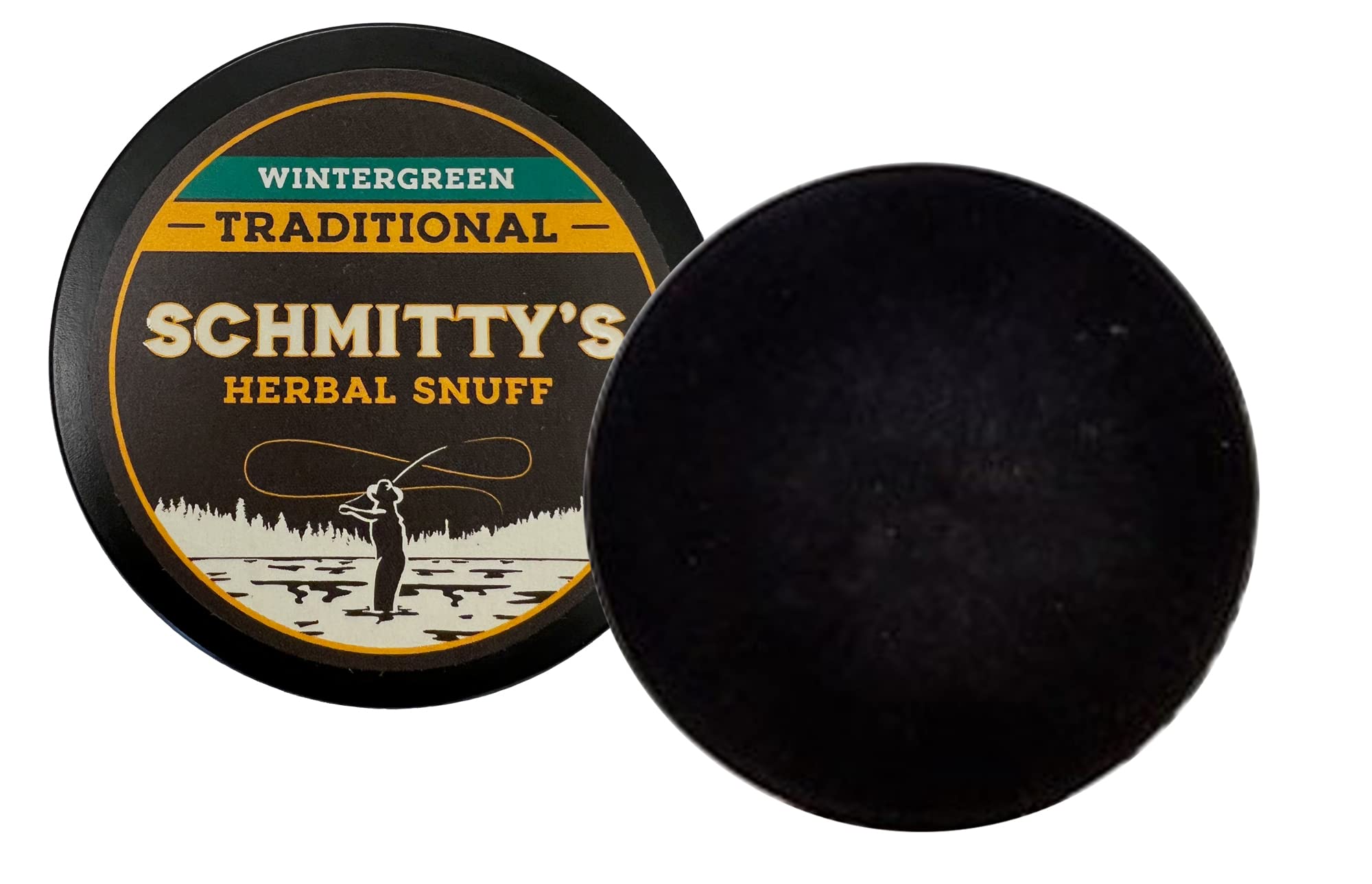 Schmitty's Herbal Snuff Wintergreen 1 Can with DC Crafts Nation Skin Can Cover -Black