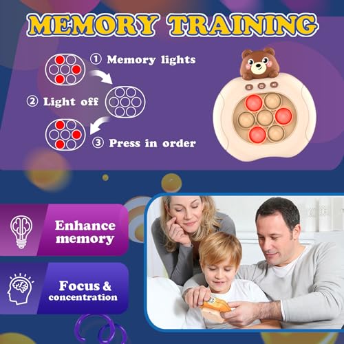 Fast Push Pop Pro Light Up Fidget Bubble Game Controller, Puzzle Pop Pro Game Fidget Toys Adults Handheld Bubble Pop Fidget Game Console Anti-Anxiety Autism Decompression Electronic Travel Game Toy