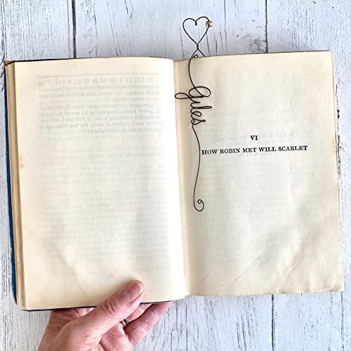 Personalized Aluminum Wire Name Bookmark with Heart and Bead Custom Book Marker Clip Gift for Book Lovers