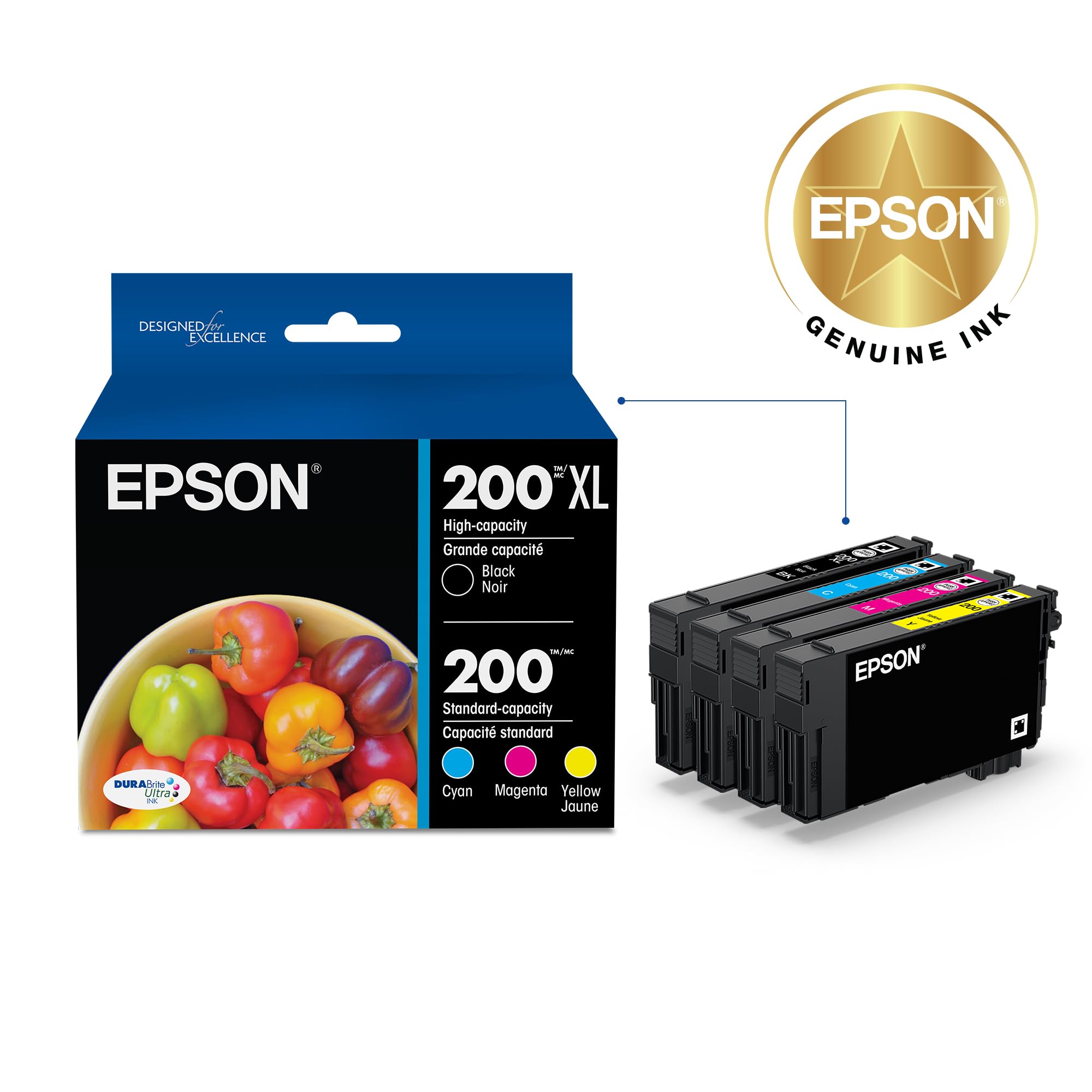 EPSON T200 DURABrite Ultra Ink High Capacity Black & Standard Color Cartridge Combo Pack (T200XL-BCS) for select Epson Expression and WorkForce Printers