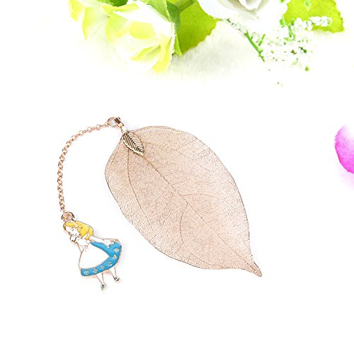 iFCOW Bookmark Creative Gold Metal Leaf with Pendant Fairy Tale Style for Book Paper Reading Kid Boy Girl Student Alice