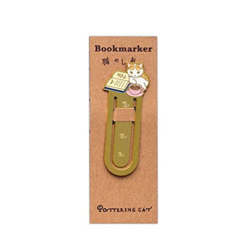 Creative Metal Bookmark, Cute Cartoon Animal Bookmark Book Paper Cilp Bookmark, Ideal Gift for Reader, Teachers, Adults and Kids(Coffee cat)