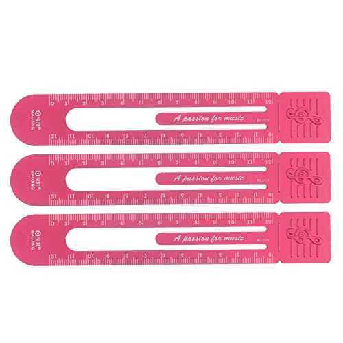 HARFINGTON 3pcs Straight Ruler 12cm Metric Aluminum Alloy Ruler Scale on Both Sides Hollow Design Bookmark Measuring Tool for Children Study Classroom Office, French Rose