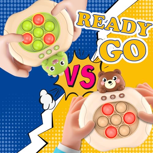 Fast Push Pop Pro Light Up Fidget Bubble Game Controller, Puzzle Pop Pro Game Fidget Toys Adults Handheld Bubble Pop Fidget Game Console Anti-Anxiety Autism Decompression Electronic Travel Game Toy