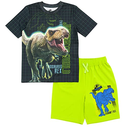 Jurassic World Jurassic Park T-Rex Toddler Boys T-Shirt and Shorts Outfit Set Black/Green 3T