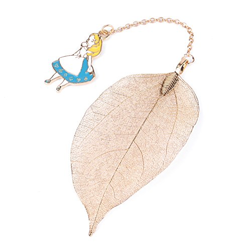 iFCOW Bookmark Creative Gold Metal Leaf with Pendant Fairy Tale Style for Book Paper Reading Kid Boy Girl Student Alice
