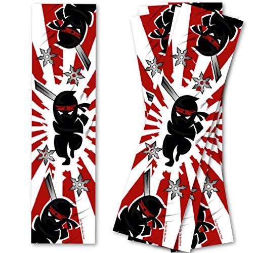 24 Glossy Bookmarks for Kids - Colorful Two Sided Design - Birthday Party Supplies - Reading Incentives - School Student Prizes (Ninja Samurai)
