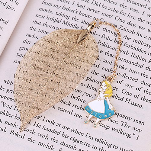 iFCOW Bookmark Creative Gold Metal Leaf with Pendant Fairy Tale Style for Book Paper Reading Kid Boy Girl Student Alice