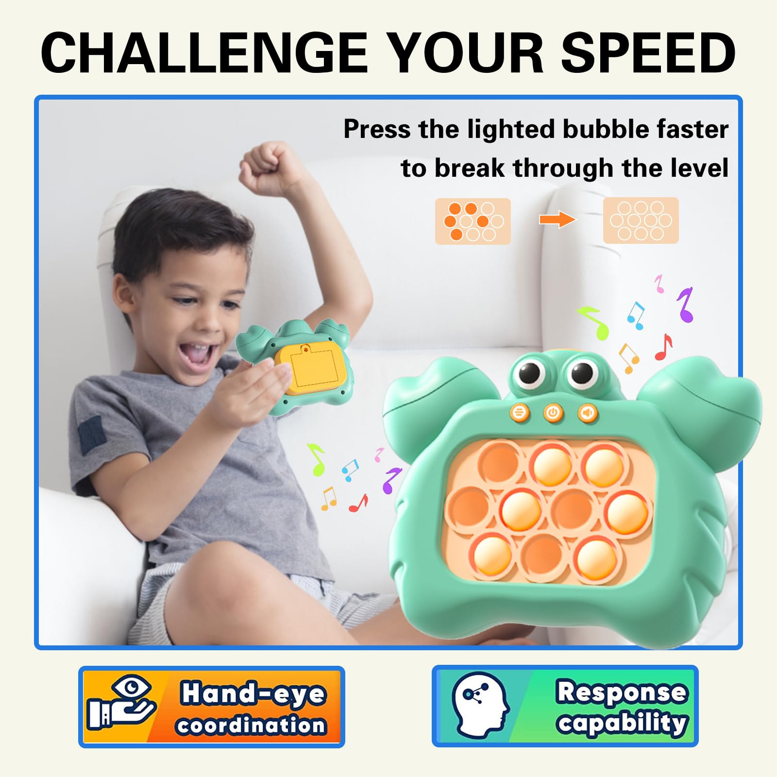 HEEGABEM Fast Push Game,Sensory Toys Pop Game Machine,Handheld Fidget Console for Kids Adults, Birthday Gifts for Boys Girls-Orange