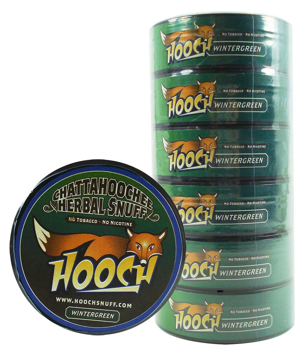 (6) Six Chattahoochee Hooch Herbal Snuff Cans 1.2oz/34g - Wintergreen - No Tobacco, No Nicotine
