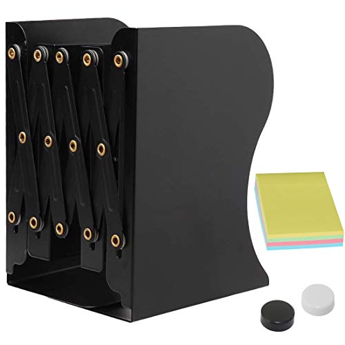 DARUITE Adjustable Bookends for Shelves Book Ends to Hold Books Bookends for Heavy Books Office Desk Book Organizer Non-Skid Bookend(Black x 1)