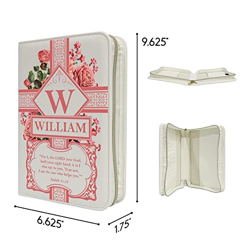 9.6x6.6 Inch Personalized Bible Cover, Custom Bible Cover – Personalized Leatherette Bible Cover and Carrying Case with Handle, Womens Bible Case - White Small (Design 2)