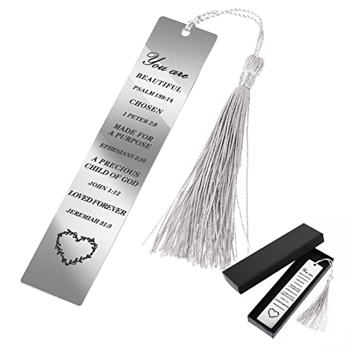 TIESOME Christian Bookmark Gifts for Women Inspirational Bible Verse Bookmark Two-Sided Straight Rulers Metal Bookmarks Book Lovers Birthday Christmas for Friend Bookworms Book Club Religious Gift