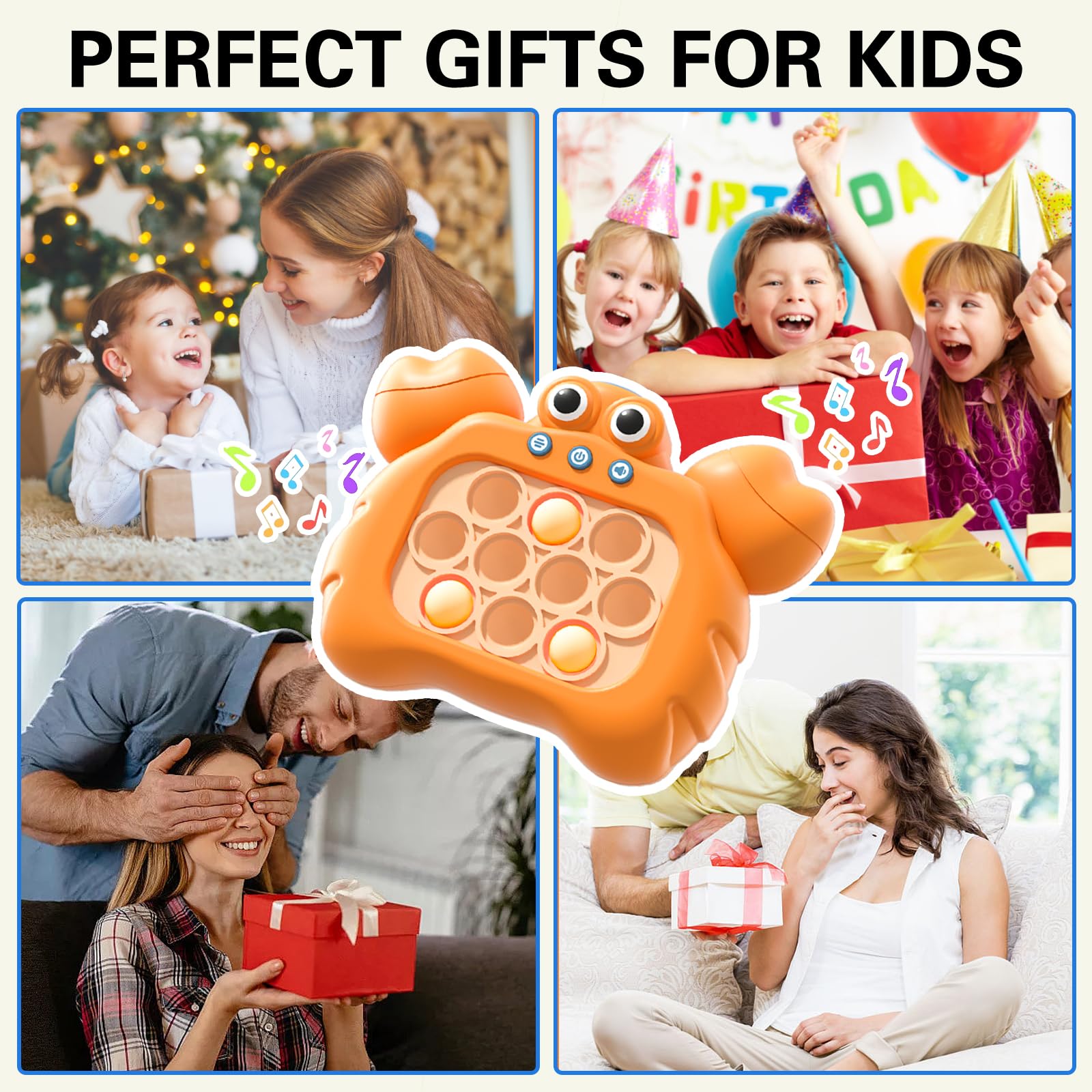 HEEGABEM Fast Push Game,Sensory Toys Pop Game Machine,Handheld Fidget Console for Kids Adults, Birthday Gifts for Boys Girls-Orange
