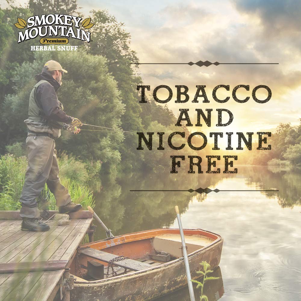 Smokey Mountain Herbal Long Cut β Straight β 5 Can Box - Tobacco Free and Nicotine Free Snuff