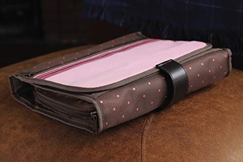 Proverbs 3:5 Tri-fold Bible Cover for Women, Bible Study Organizer, Velcro Closure, Nylon, Pink/Brown, Large