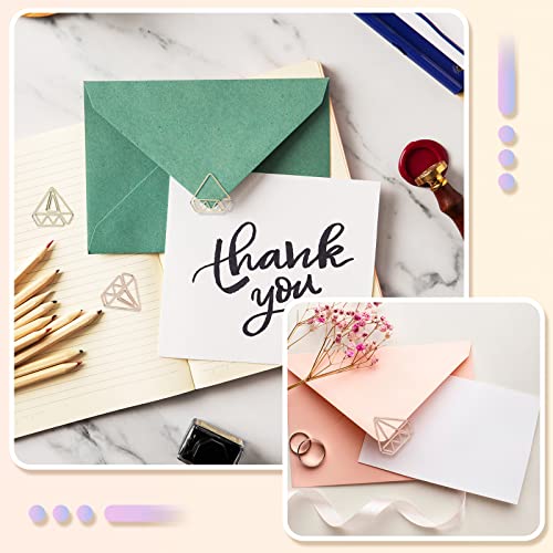 ZELARO 20 Pieces Cute Paper Clips, Small Diamond Shaped Paperclips Metal Bookmarks Clips for School Office Supplies, Wedding Invitation Decor (Gold)