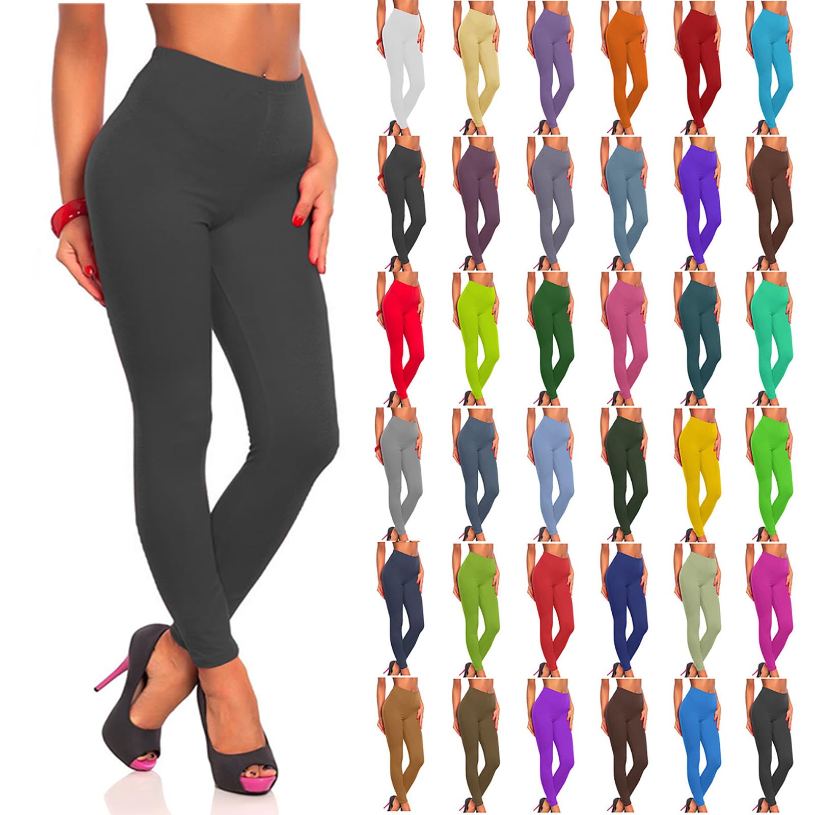 Clearance Today Deals Prime Workout Leggings for Women Plus Size Tummy Control Athletic Soft High Waisted Leggings Solid Color Yoga Leggings A-Black