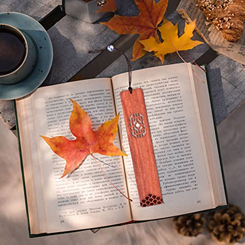 4Pcs Wood Bookmark, Carving Bookmarks for Men Handmade Wooden Bookmarks Box Set Natural Wooden Hollow Out Bookmarks Chinese Style Bookmarks for Graduation Teachers Appreciation Book Lovers Gifts