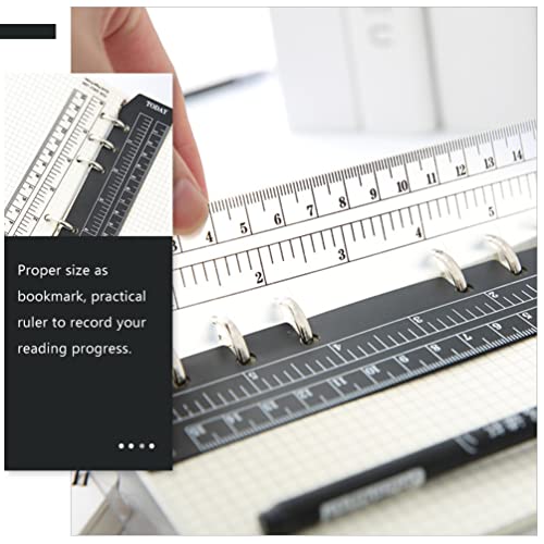 TOYANDONA Clear Binder 18Pcs Plastic Page Marker Snap- in Bookmark Binder Ruler for A5 A6 A7 Size 6- Hole Notebook Filler Planner Accessory Black Clear Multi- Function Planner Bookmark