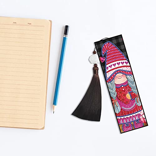 sikiwind Diamond Painting Bookmark, 5D DIY Tassel Bookmark Mosaic Embroidery Craft Bookmark Special Shaped Diamond Painting Creative Leather Bookmarks with Tassel