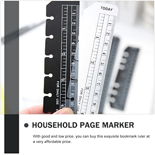 TOYANDONA Clear Binder 18Pcs Plastic Page Marker Snap- in Bookmark Binder Ruler for A5 A6 A7 Size 6- Hole Notebook Filler Planner Accessory Black Clear Multi- Function Planner Bookmark