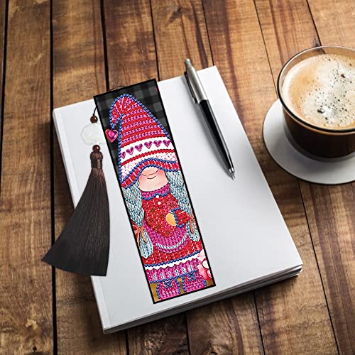 sikiwind Diamond Painting Bookmark, 5D DIY Tassel Bookmark Mosaic Embroidery Craft Bookmark Special Shaped Diamond Painting Creative Leather Bookmarks with Tassel