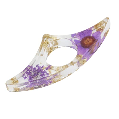 FarBoat Resin Dried Flower Thumb Support for Reading Aid Natural Style Bookmark Page Marker (Fan Shape Purple)