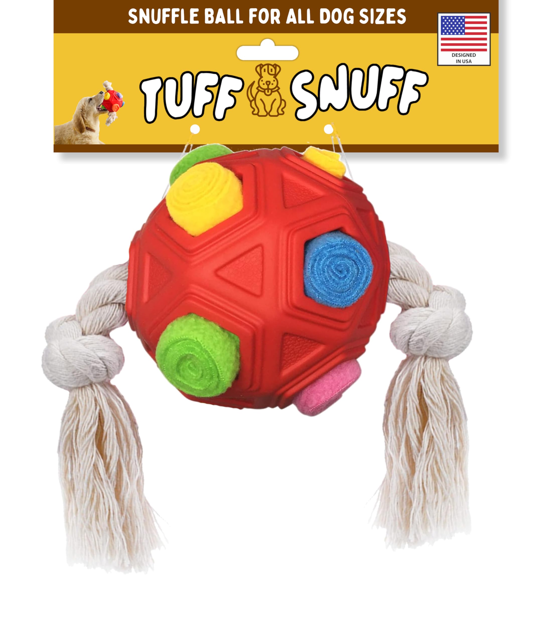 Tuff Snuff Snuffle Ball - Durable Treat Ball for Dogs, Puzzles for Smart Dogs, for Large, Medium, Small Dogs, Enrichment Toys, Interactive Dog Toys to Keep Them Busy